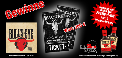 Gewinnspiel: Bull's Eye Festival-Kit inkl. 2 Wacken-Tickets - bigBBQ